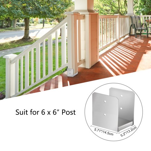 VEVOR Standoff Post Base Inner Size 5.71 x 5.2" (Use for 6 x 6") 316 ...