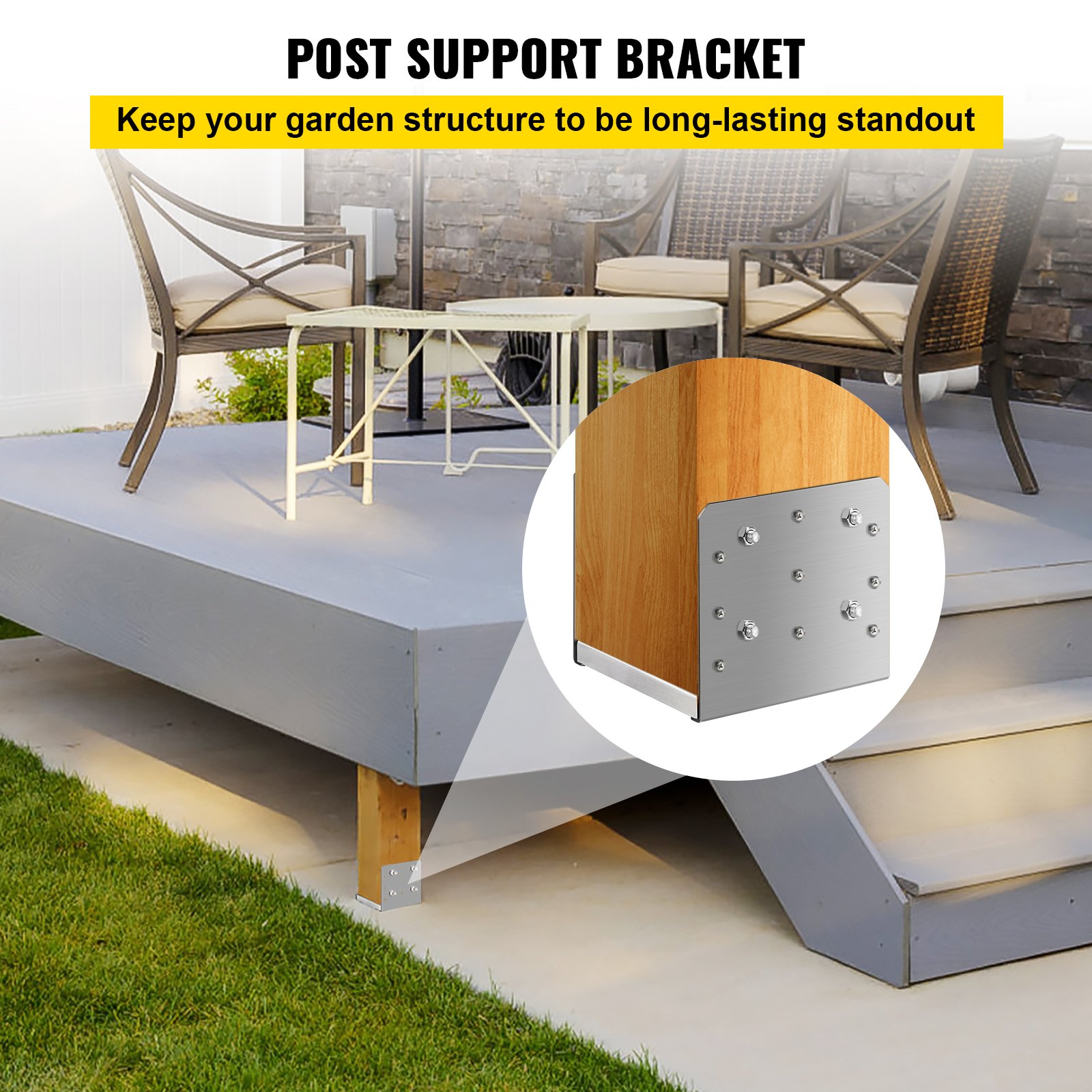 VEVOR Standoff Post Base 8x8 Inch Adjustable Post Base Post Mender ...