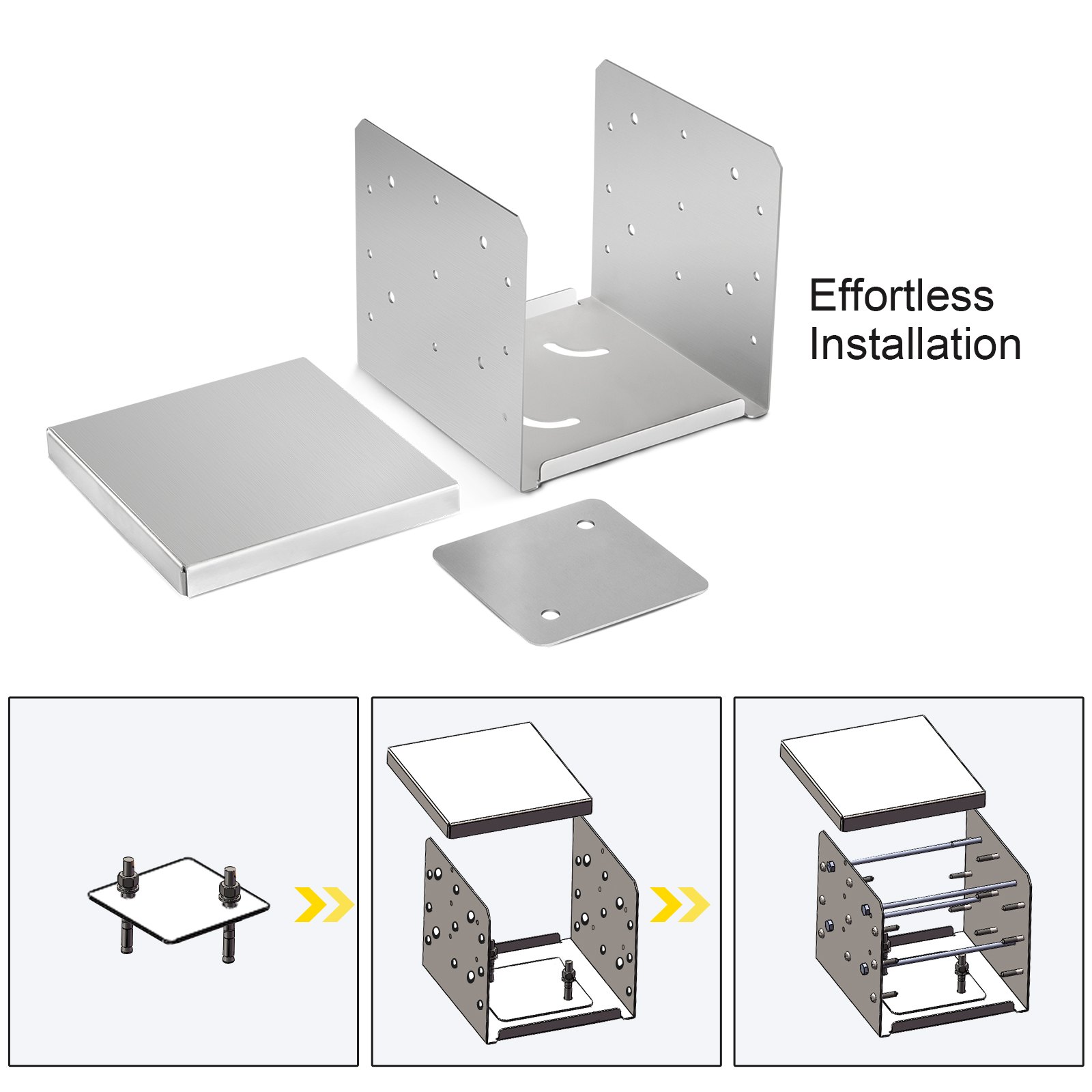 VEVOR Standoff Post Base 8 x 8"(Inner Size:7.8 x 7.48") 1 PCS Stainless ...