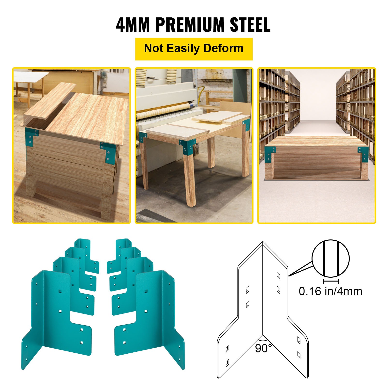 VEVOR Workbench Corner Brackets, 5mm Thick Steel Shop Table Bracket Kit ...