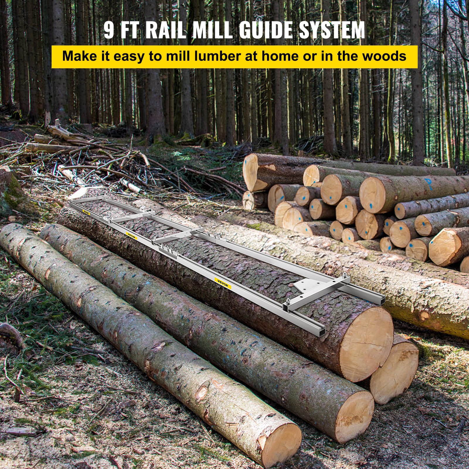 VEVOR Rail Mill Guide System 9 FT Chainsaw Mill Rail Guide with 4 Wood ...