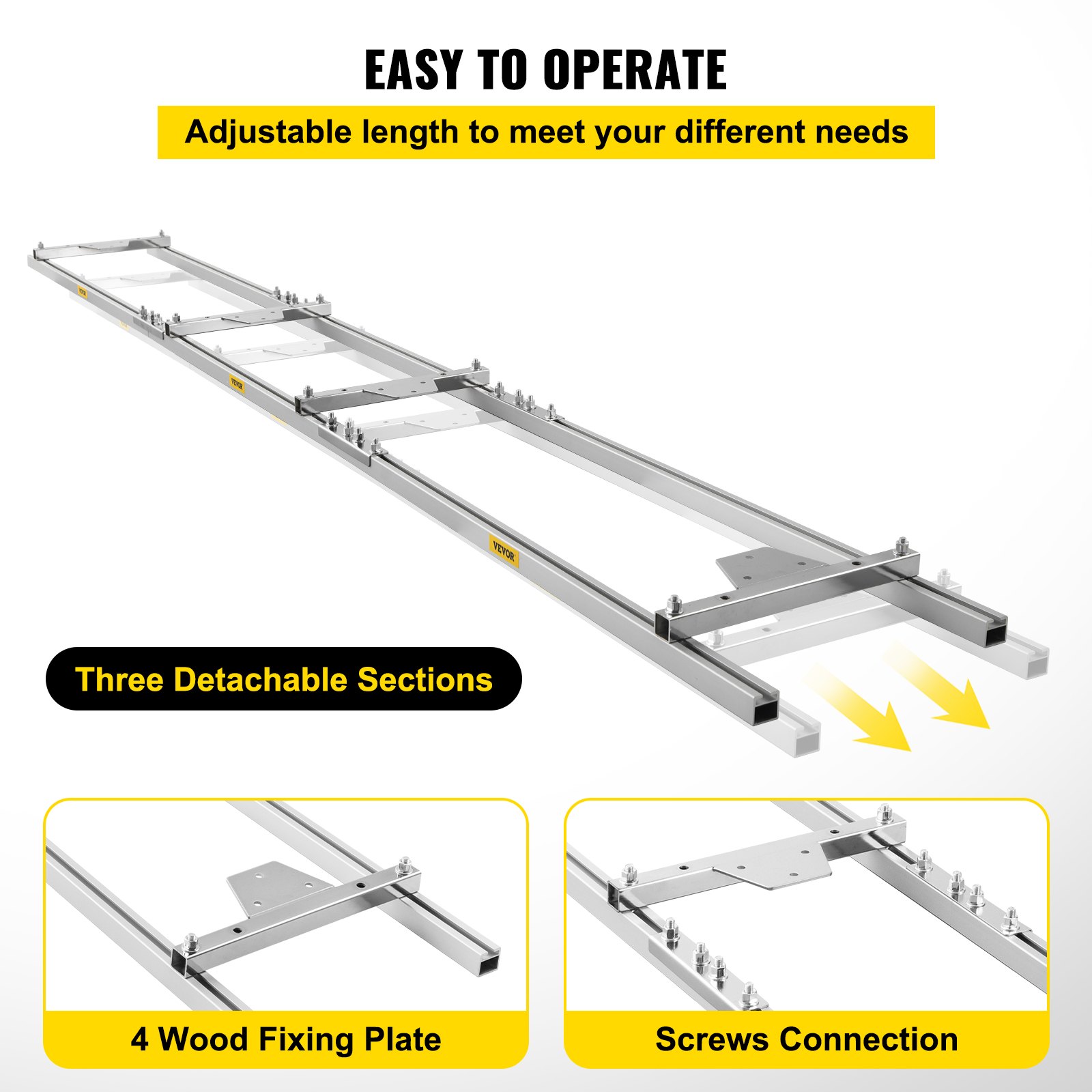 VEVOR Rail Mill Guide System 9 FT Chainsaw Mill Rail Guide with 4 Wood ...