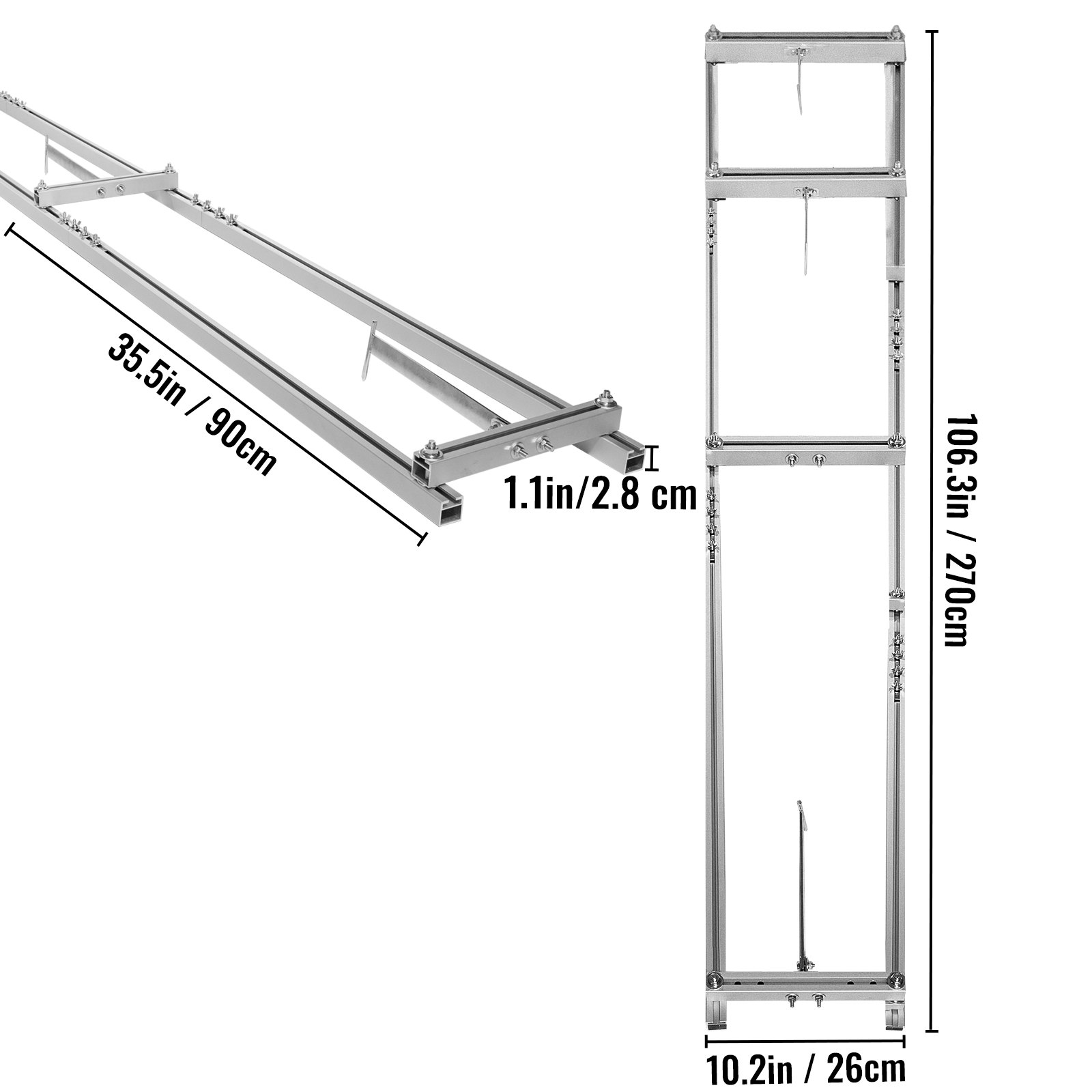 VEVOR Chainsaw Mill Rail Guide, 9 ft Milling Guide, 3 Crossbar Kits ...