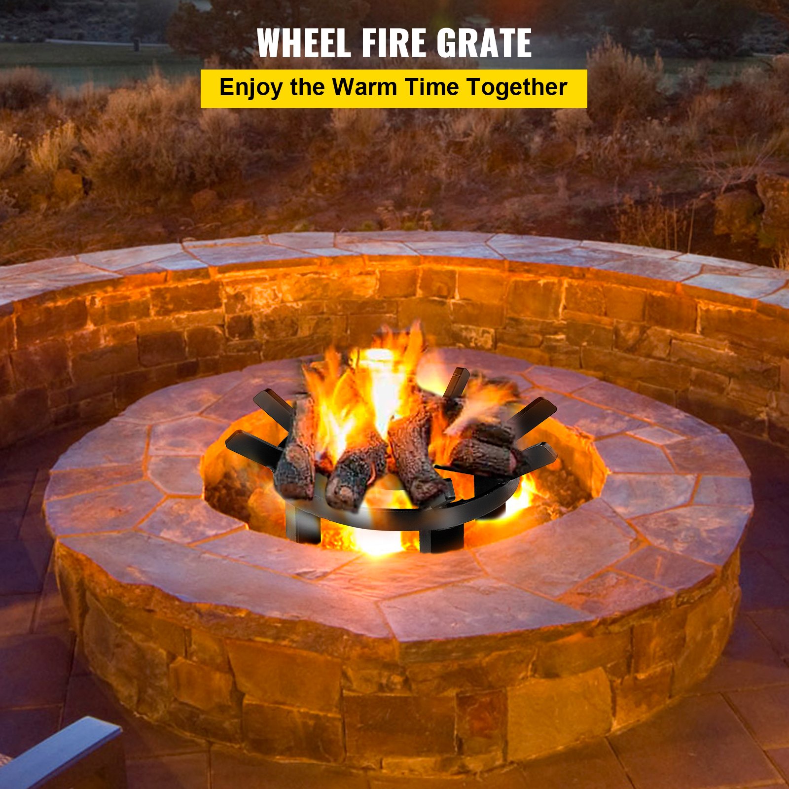 VEVOR 12in Fire Grate Log Grate ,Wagon Wheel Firewood Grates 8 Iron ...