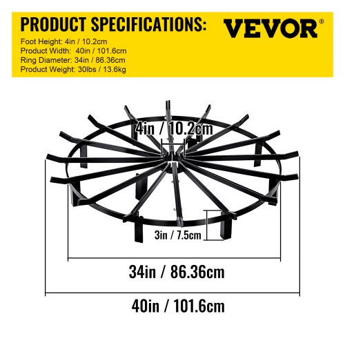 Wheel Fire Grate Fire Pit Log Grate 40-inch Fire Pit Grate Round Fire ...