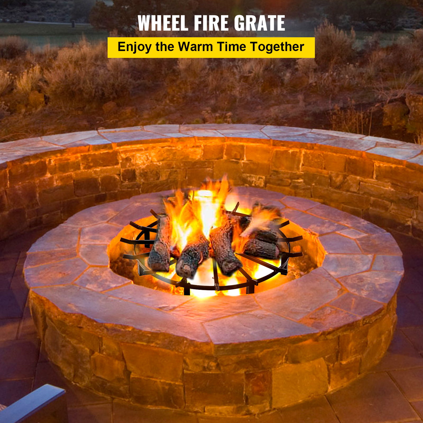 Wheel Fire Grate Fire Pit Log Grate 40-inch Fire Pit Grate Round Fire ...