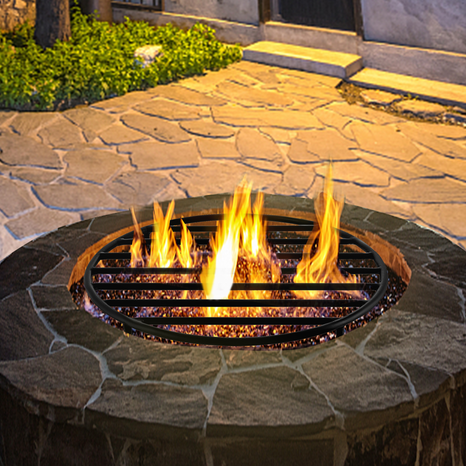 VEVOR Fire Pit Grate, Heavy Duty Iron Round Firewood Grate, Round Wood ...