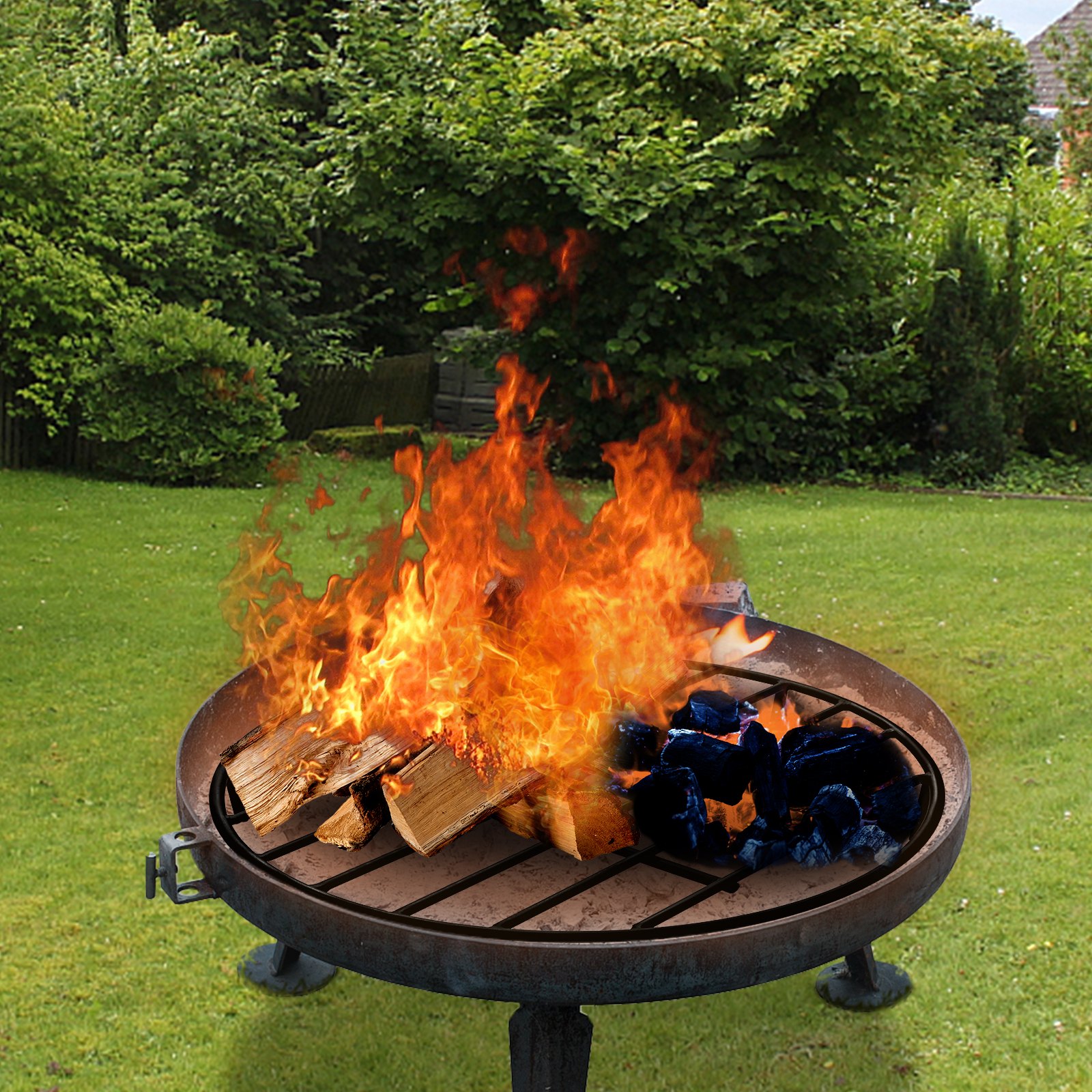 VEVOR Fire Pit Grate, Heavy Duty Iron Round Firewood Grate, Round Wood ...