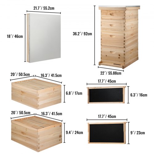 Langstroth Bee Hive 40 Frame 2 Deep 2 Medium Easy Installation Wood ...