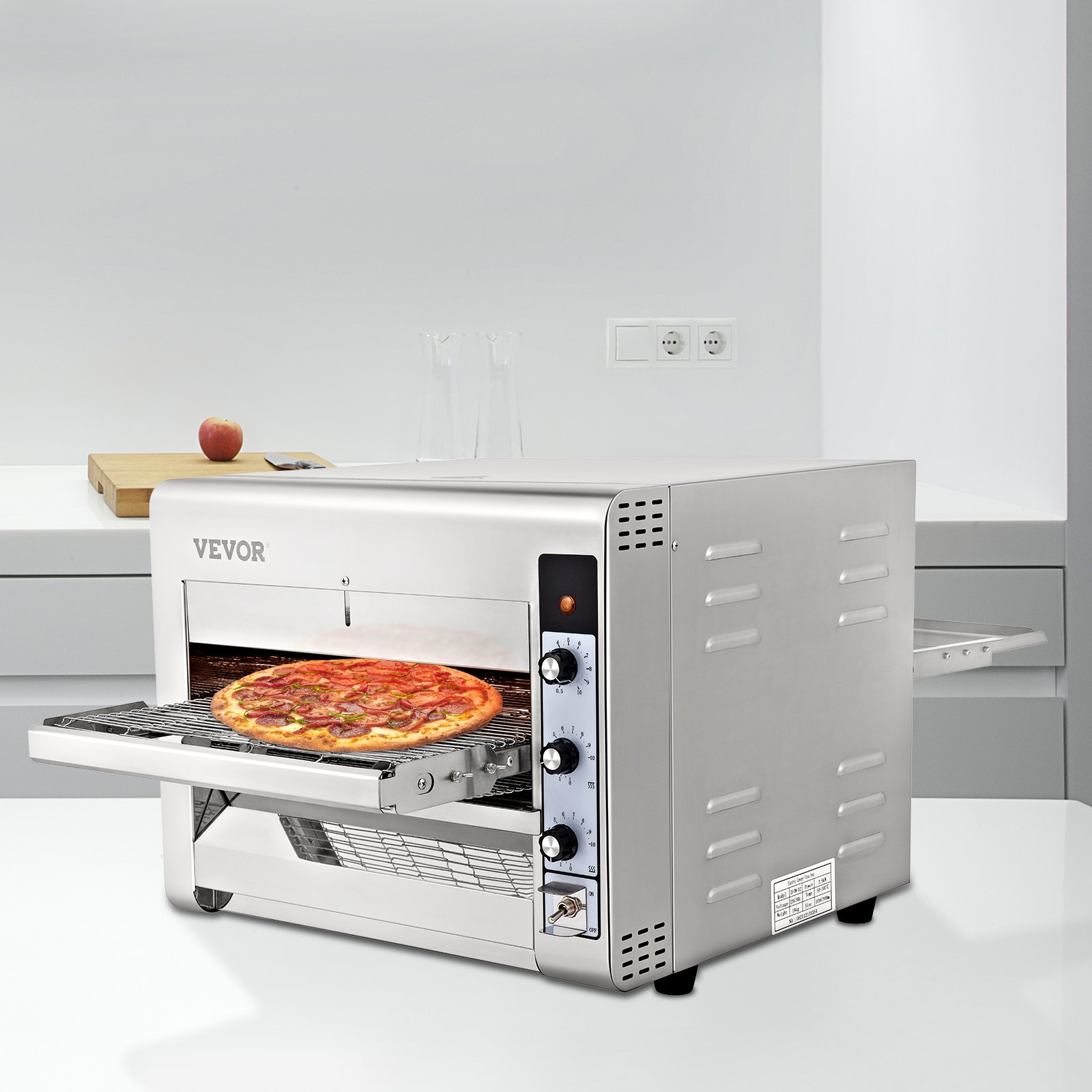 VEVOR Conveyor Commercial Pizza Oven, Belt Adjustable Heat and Speed ...