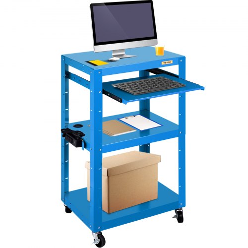 VEVOR Steel AV Cart, 27-41" Height Adjustable Media Cart with 19" x 14 ...