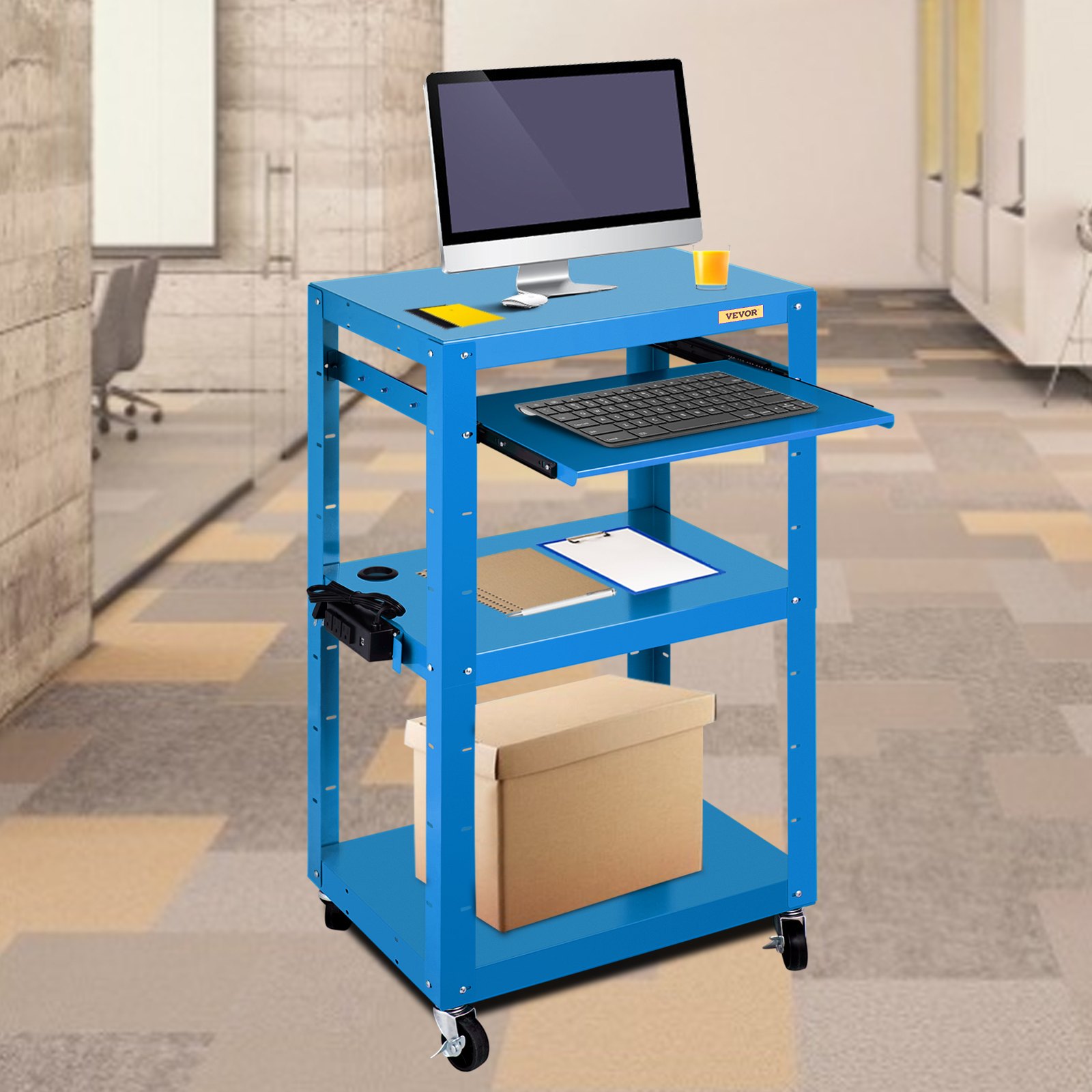 VEVOR Steel AV Cart, 27-41" Height Adjustable Media Cart with 19" x 14 ...