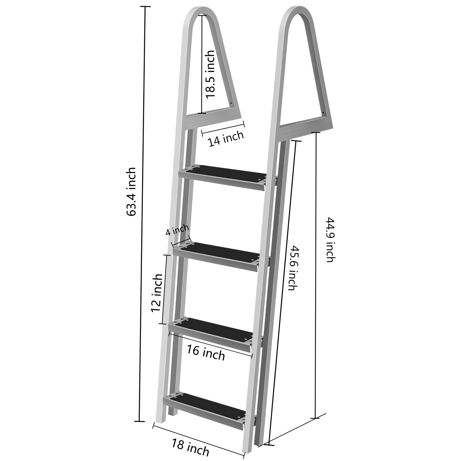 Aluminum Dock Ladder Boat Dock Ladder 4 Steps Pontoon Dock Ladder Dock ...