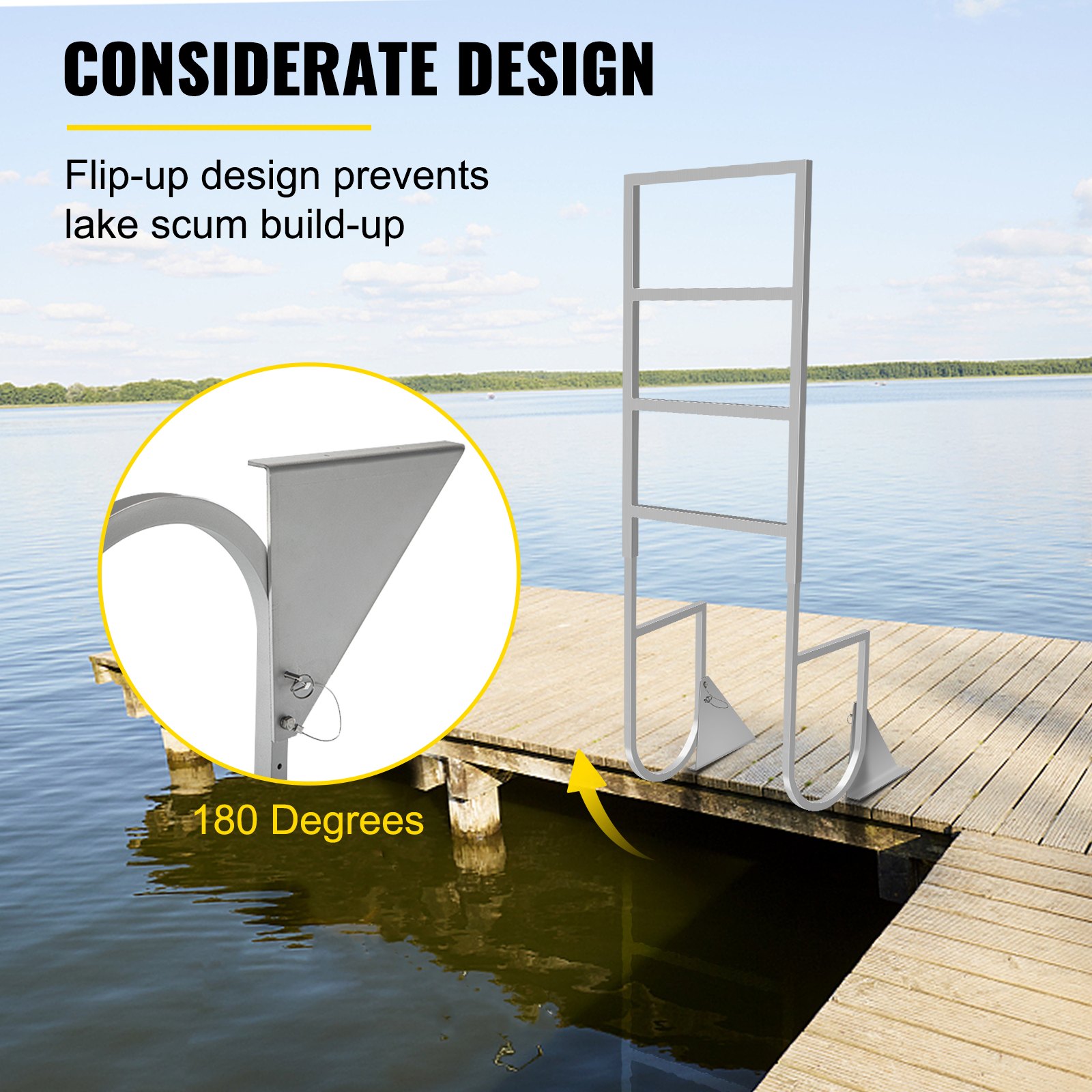 Aluminum Dock Ladder, Boat Dock Ladder 4 Steps Pontoon Ladder, Dock ...