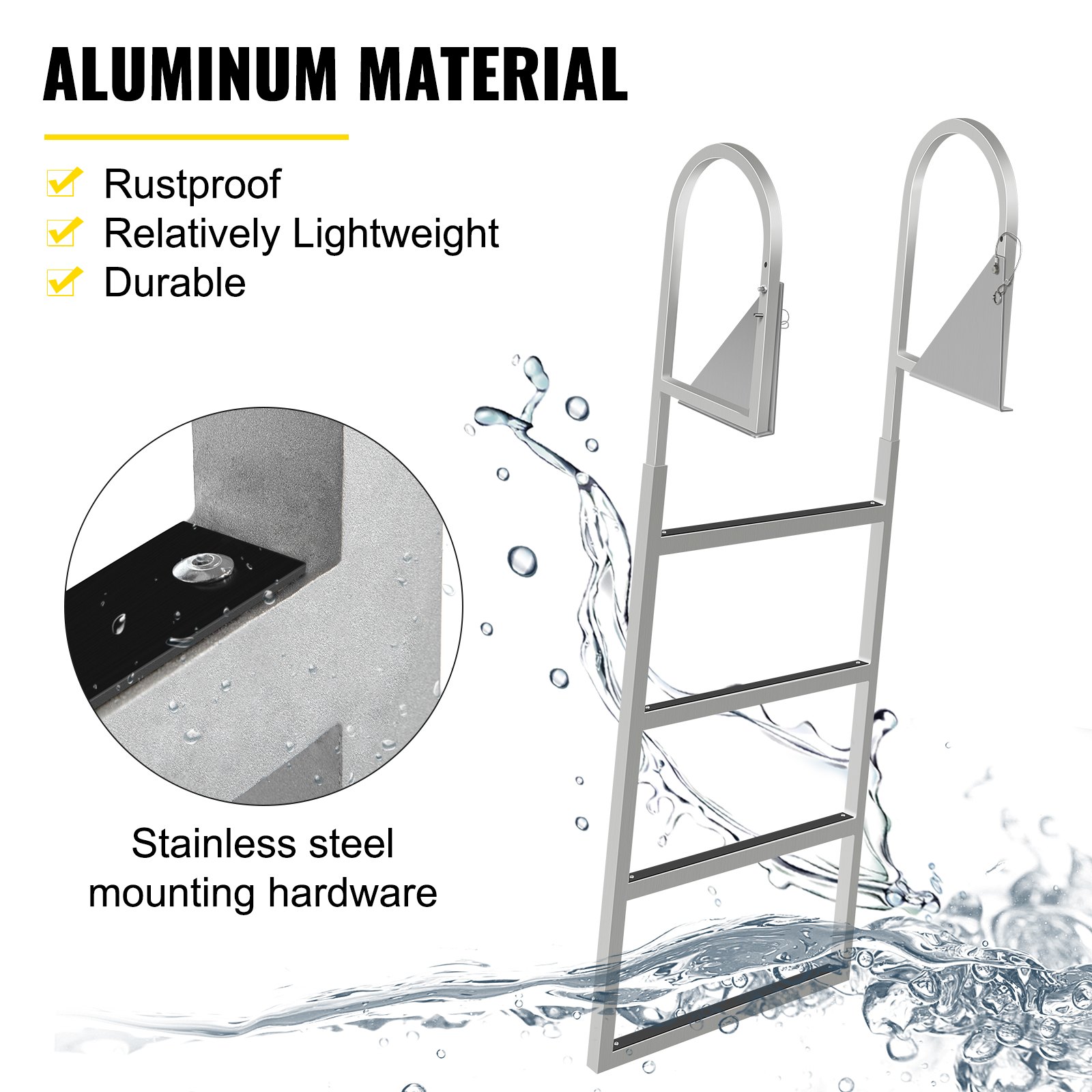VEVOR Dock Ladders Flip Up, Dock Ladder with Rubber Mat, Swim Ladder ...