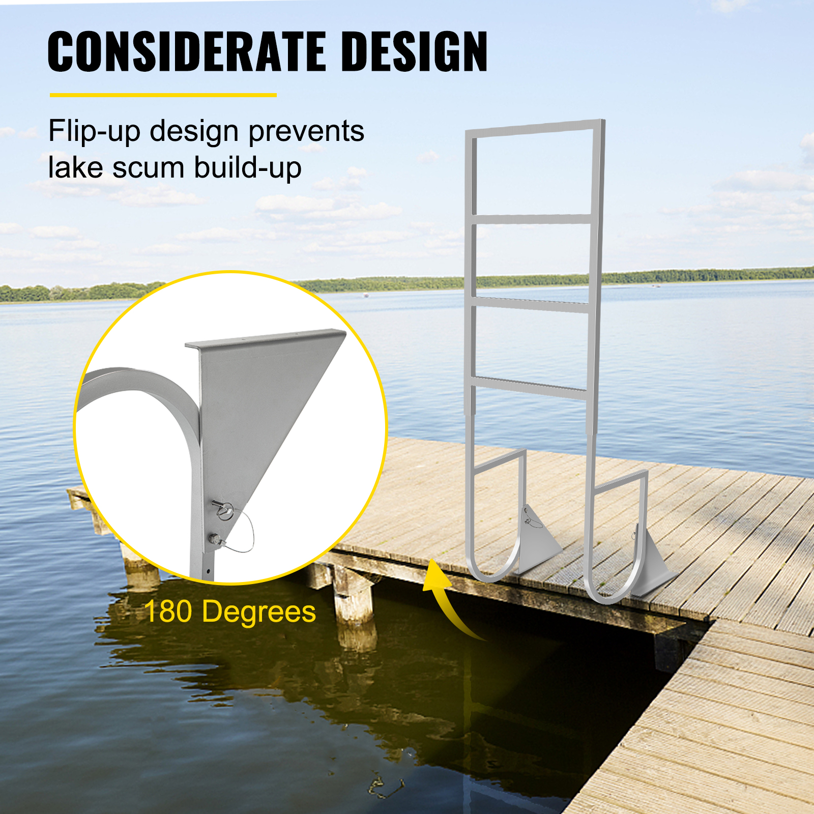 Aluminum Dock Ladder, Boat Dock Ladder 4 Steps Pontoon Ladder, Dock ...