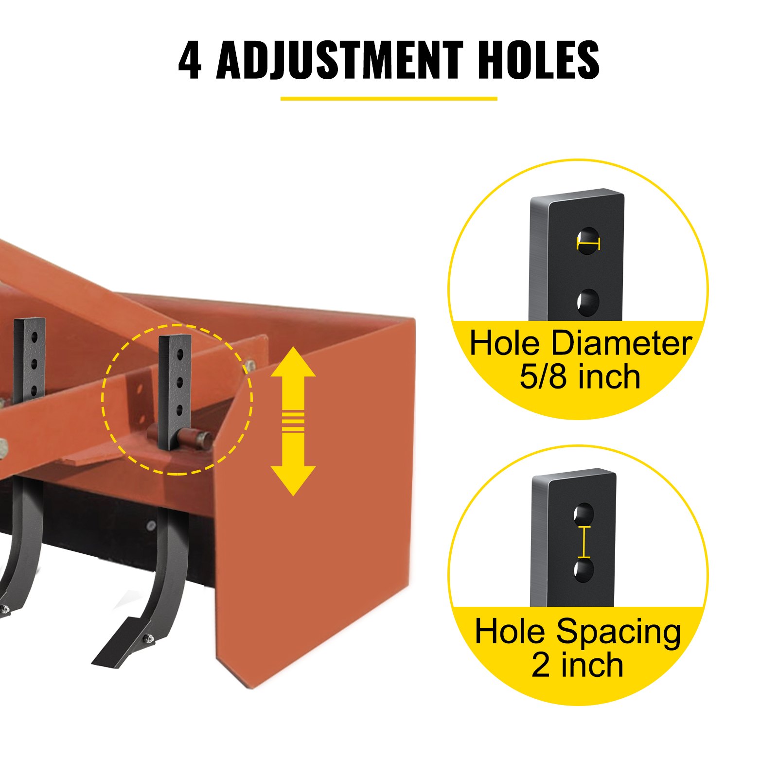 VEVOR Box Blade Shank, 18'' Scarifier Shank, 4 Holes Box Scraper Shank ...