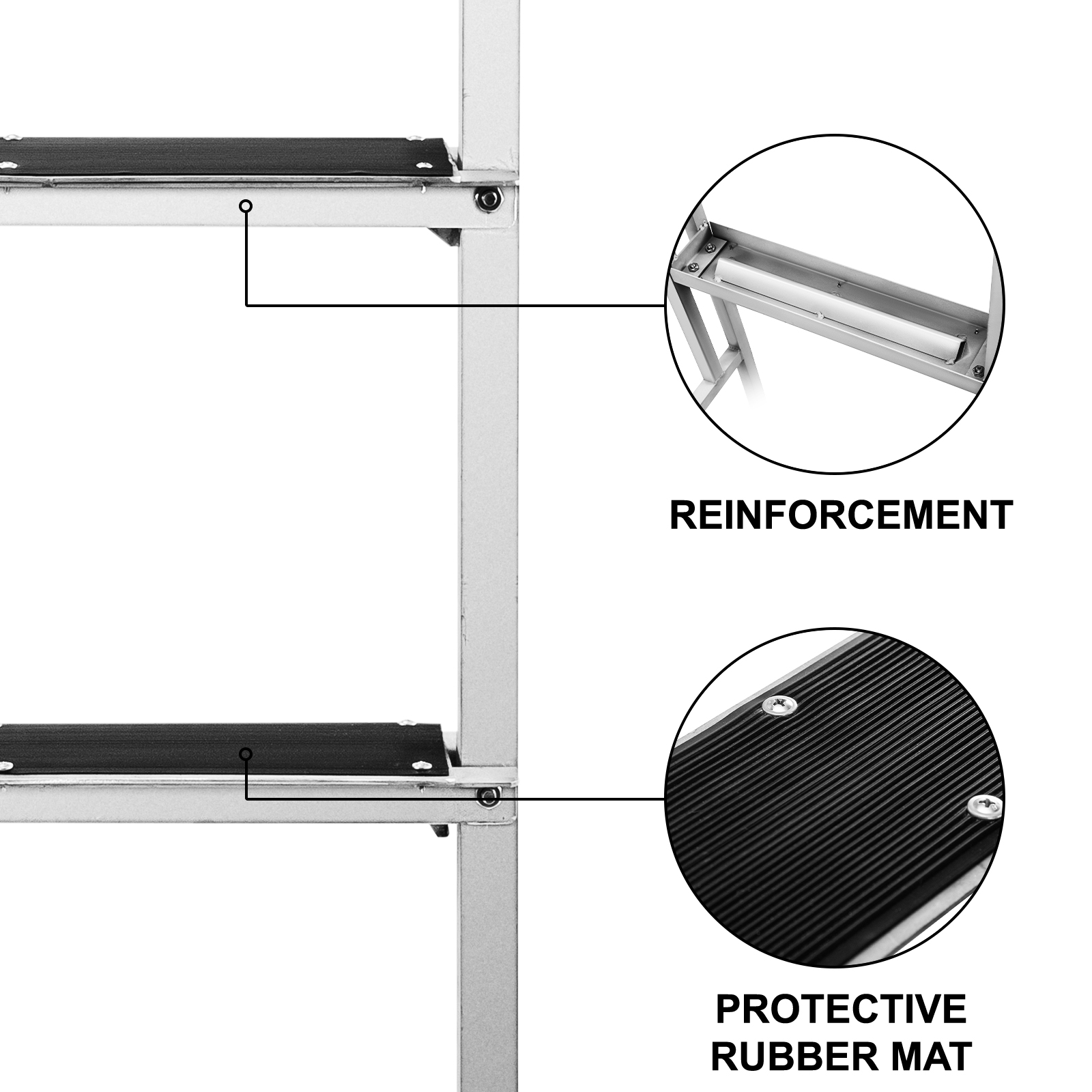 VEVOR Dock Ladder with Rubber Mat, Pontoon Boat Ladder Aluminum 3 Step ...