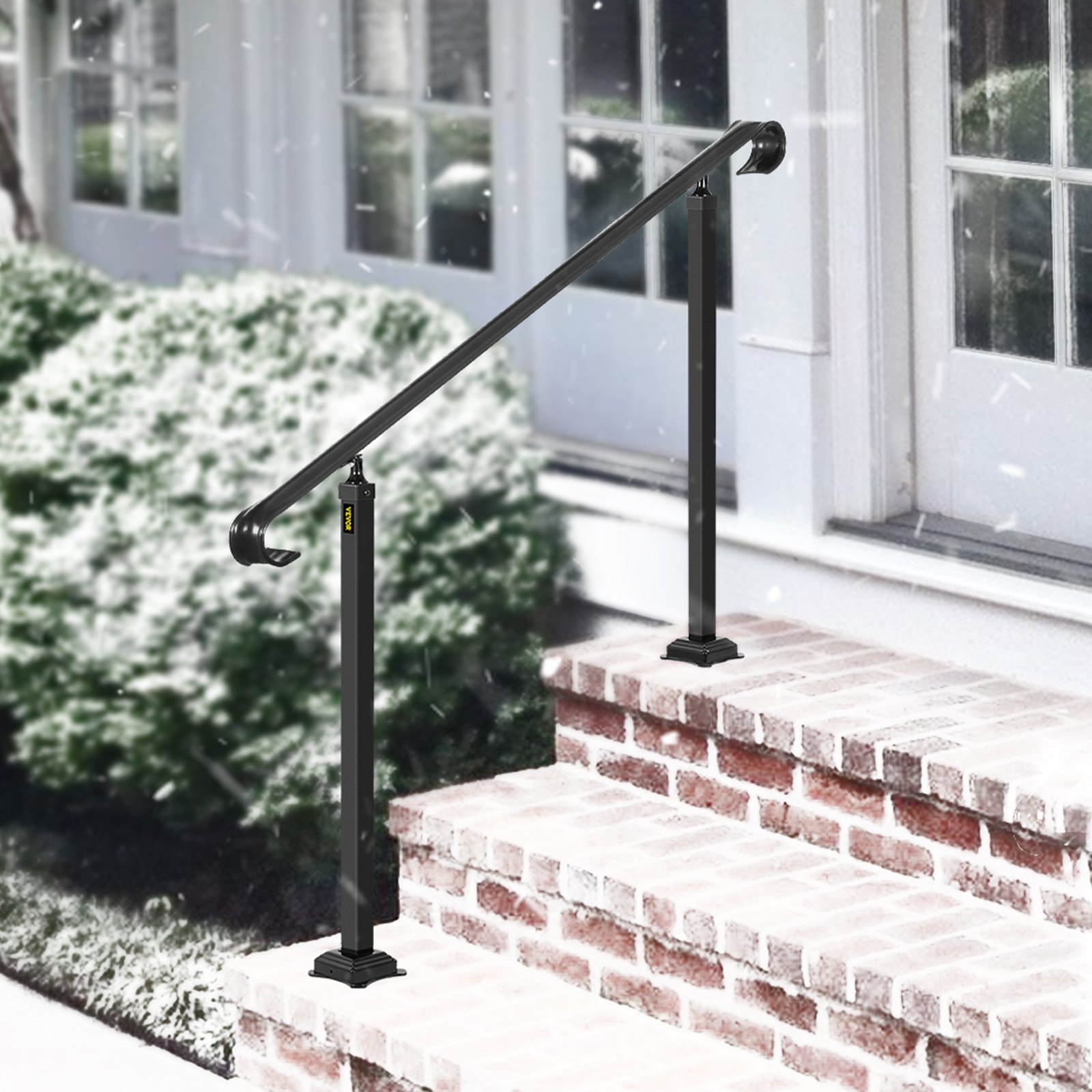 VEVOR Handrails for Outdoor Steps, Fit 1-3 Steps Wrought Iron Handrail ...