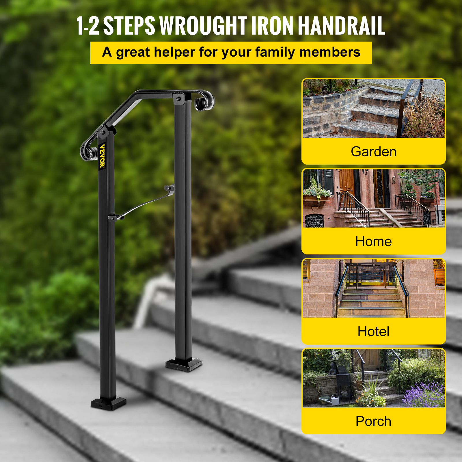Fits 1 Step Handrail Arch Stair Rail Matte Black Iron Powder Coating ...