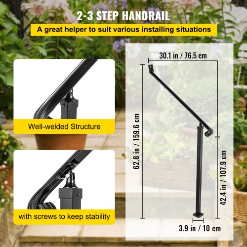 Handrail Railings Wrought Iron for Steps 2 Steps Iron Handrails for ...