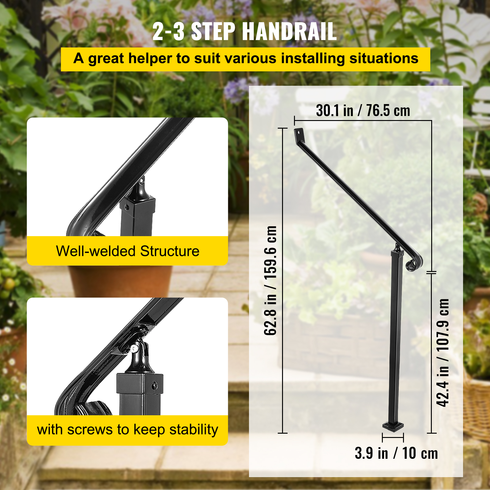 Handrail Railings Wrought Iron for Steps 2 Steps Iron Handrails for ...