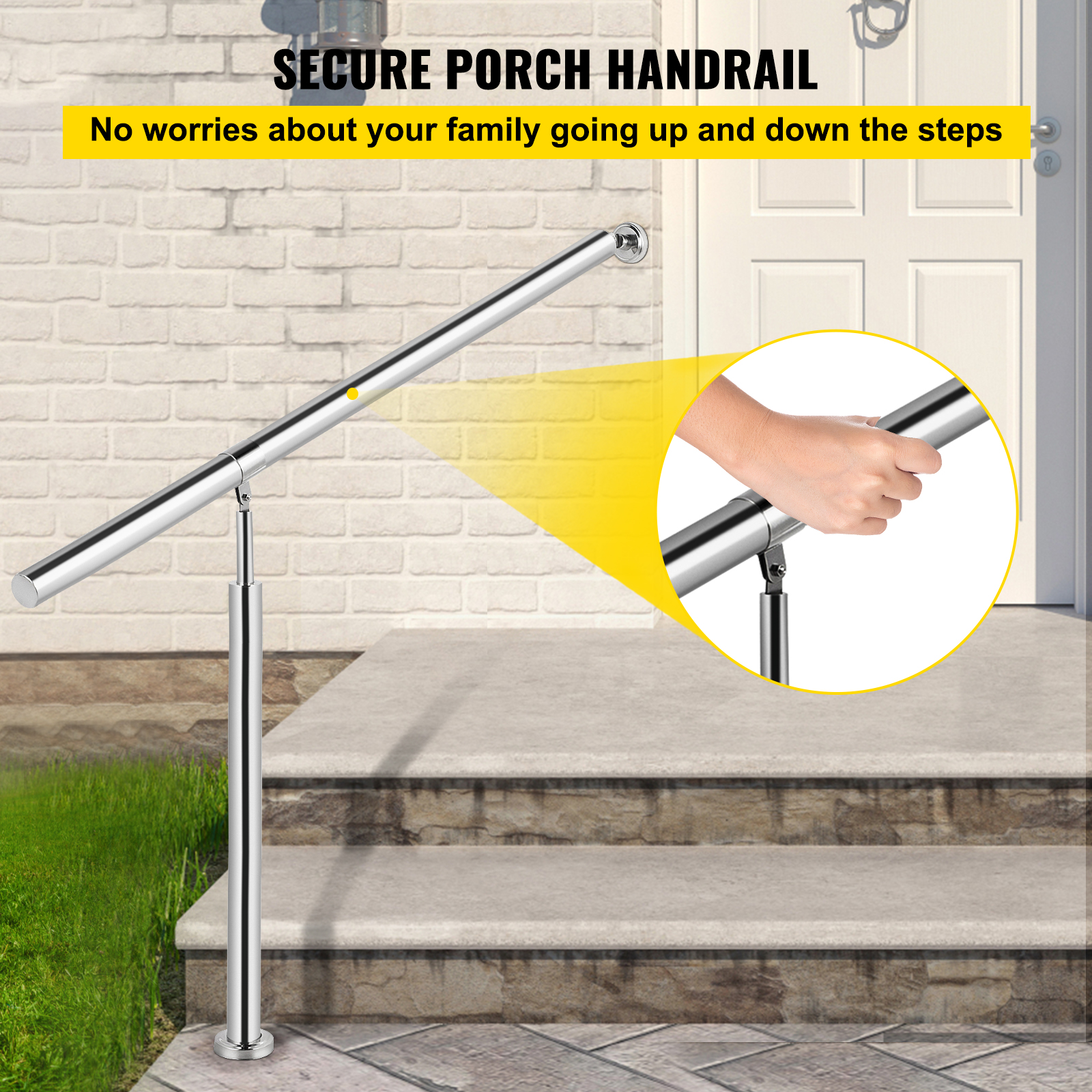 VEVOR Outdoor Stair Railing Step Handrail Stainless Steel Rail Two Step ...