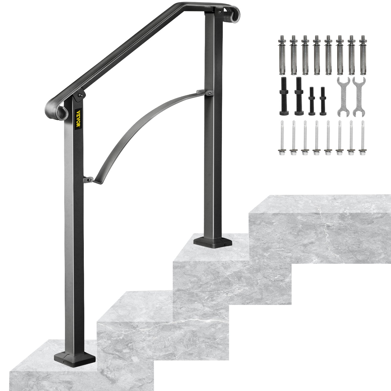 Iron Handrail Arch Step Hand Rail #2 Railing Rail Fits 2 Steps Paver ...