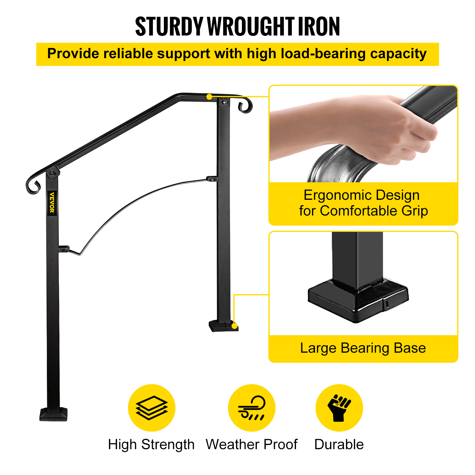 Iron Handrail Arch Step Hand Rail #2 Railing Rail Fits 2 Steps Paver ...
