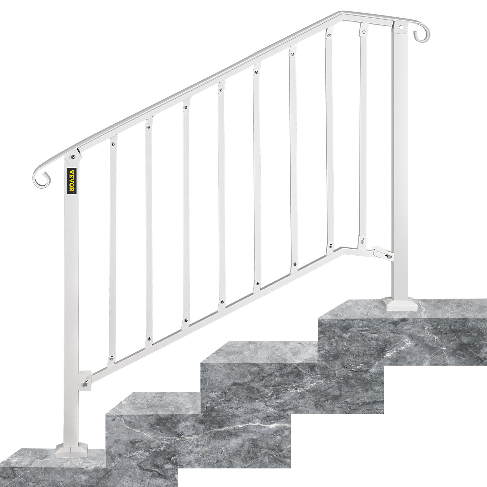 VEVOR Fit 3 or 4 Steps Outdoor Stair Railing, Handrails for Outdoor ...