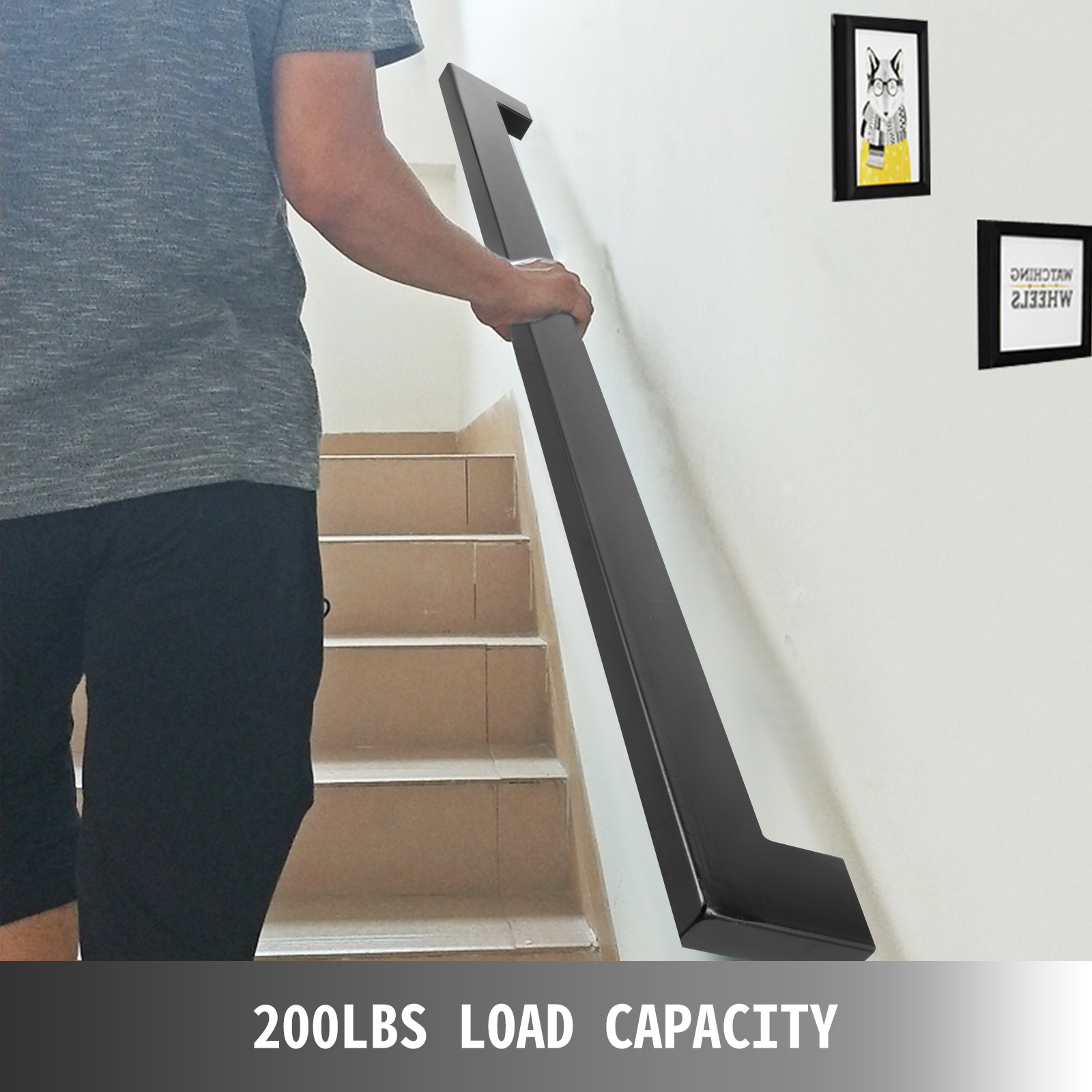 4' Wrought Iron Steel Handrail For Stairs Bracket Set 4ft Grab Bar ...