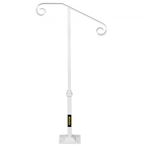 VEVOR Single Post Handrail White Wrought Iron Post Mount Step Grab ...
