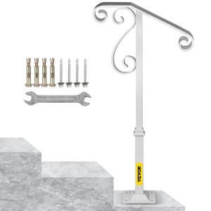 Handrail Wrought Iron Fits 1 Or 2 Steps Steel Grab Rail Single Post ...