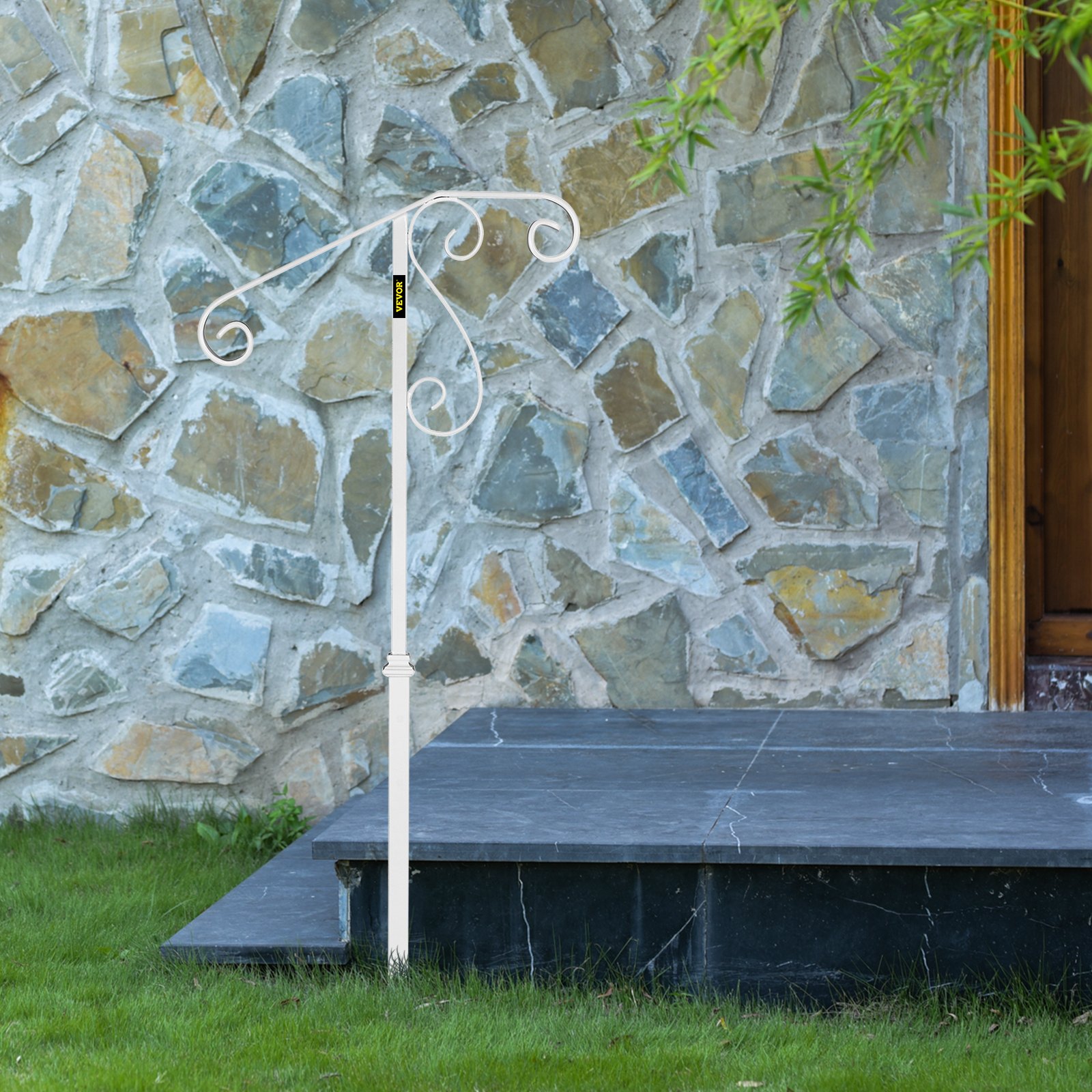 VEVOR Handrails for Outdoor Steps, Fit 1 or 2 Steps Outdoor Stair ...