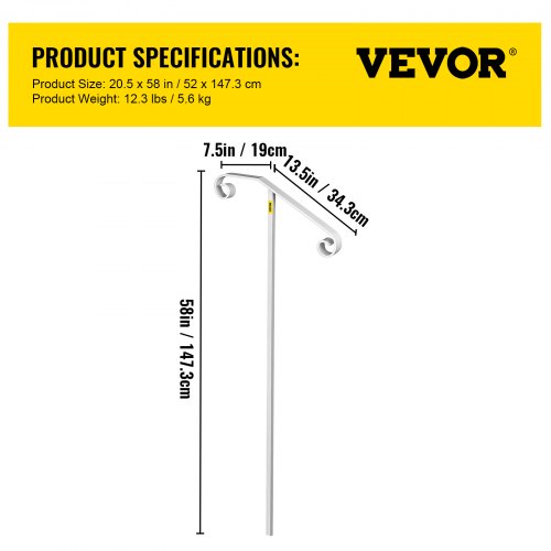 Single Post Handrail In-ground Single Post Handrail Fit 1-2 Steps Matte ...
