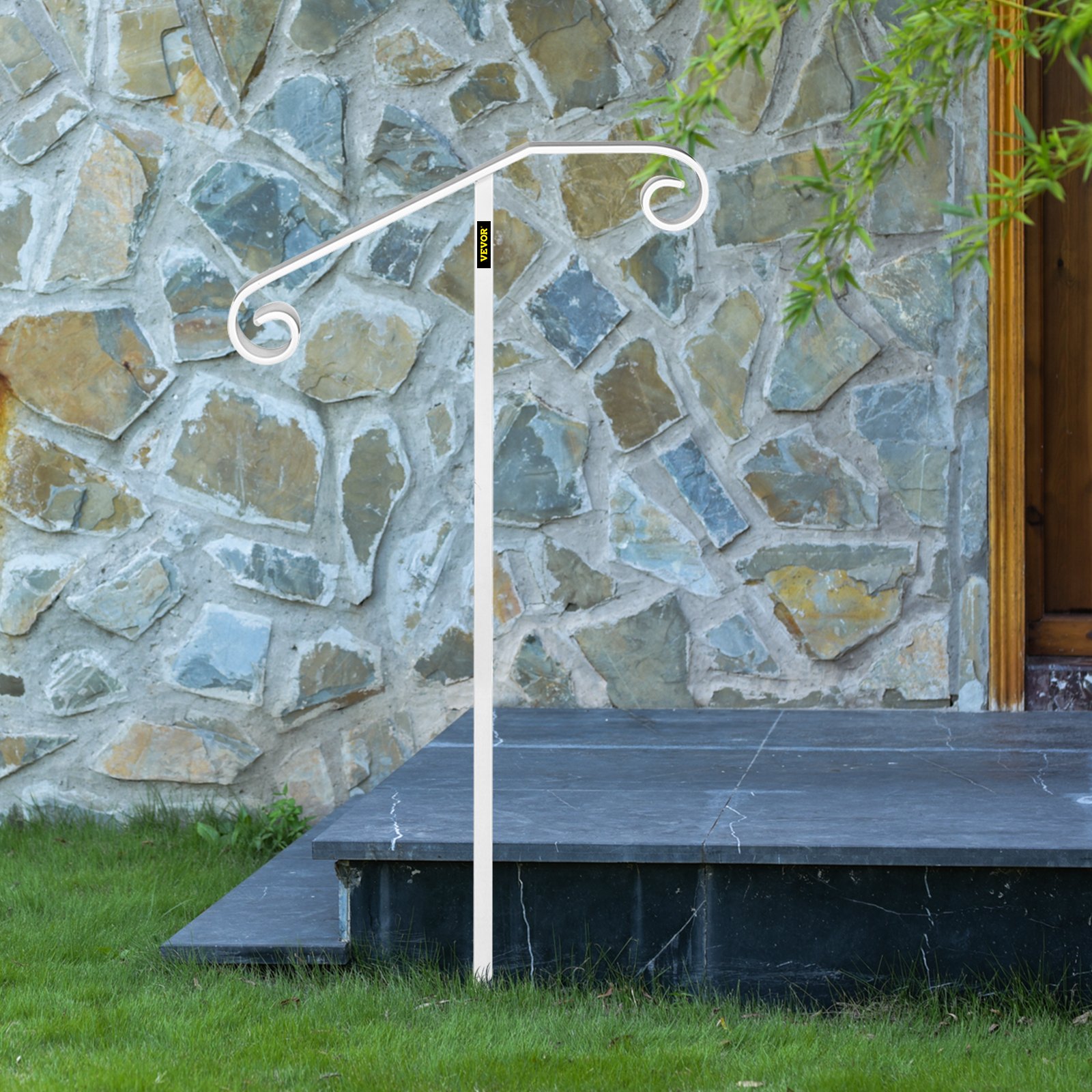 VEVOR Single Post Handrail Wrought Iron Post Mount Step Grab Supports ...