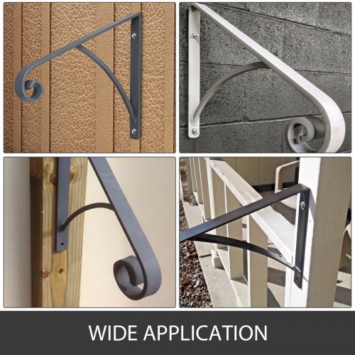 Iron Grab Rail Handrail Railing for 1-2 Steps Gray Wall Mount Hand Rail ...