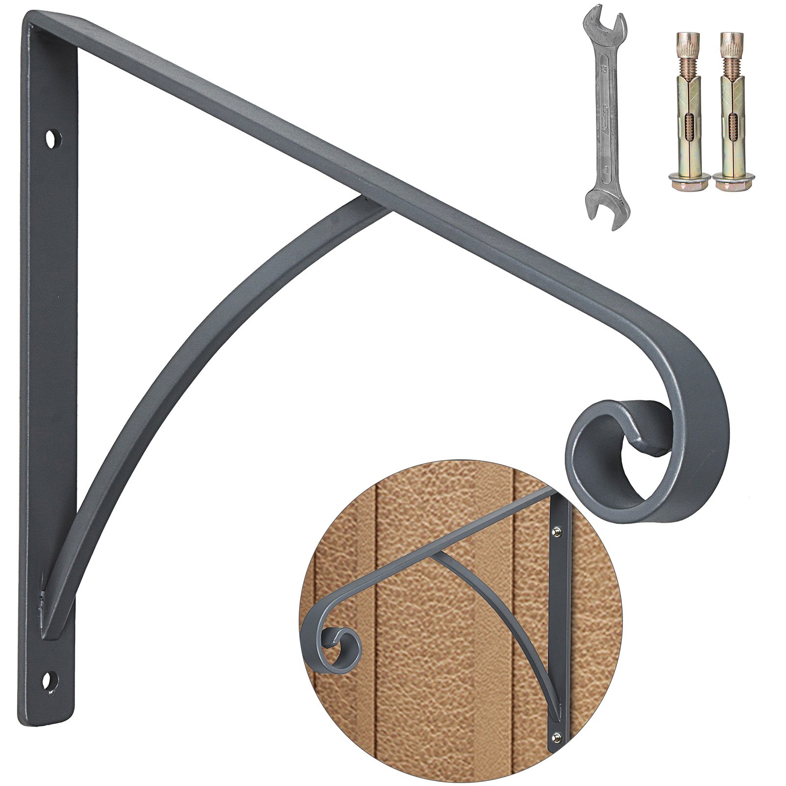 Iron Grab Rail Handrail Railing for 1-2 Steps Gray Wall Mount Hand Rail ...