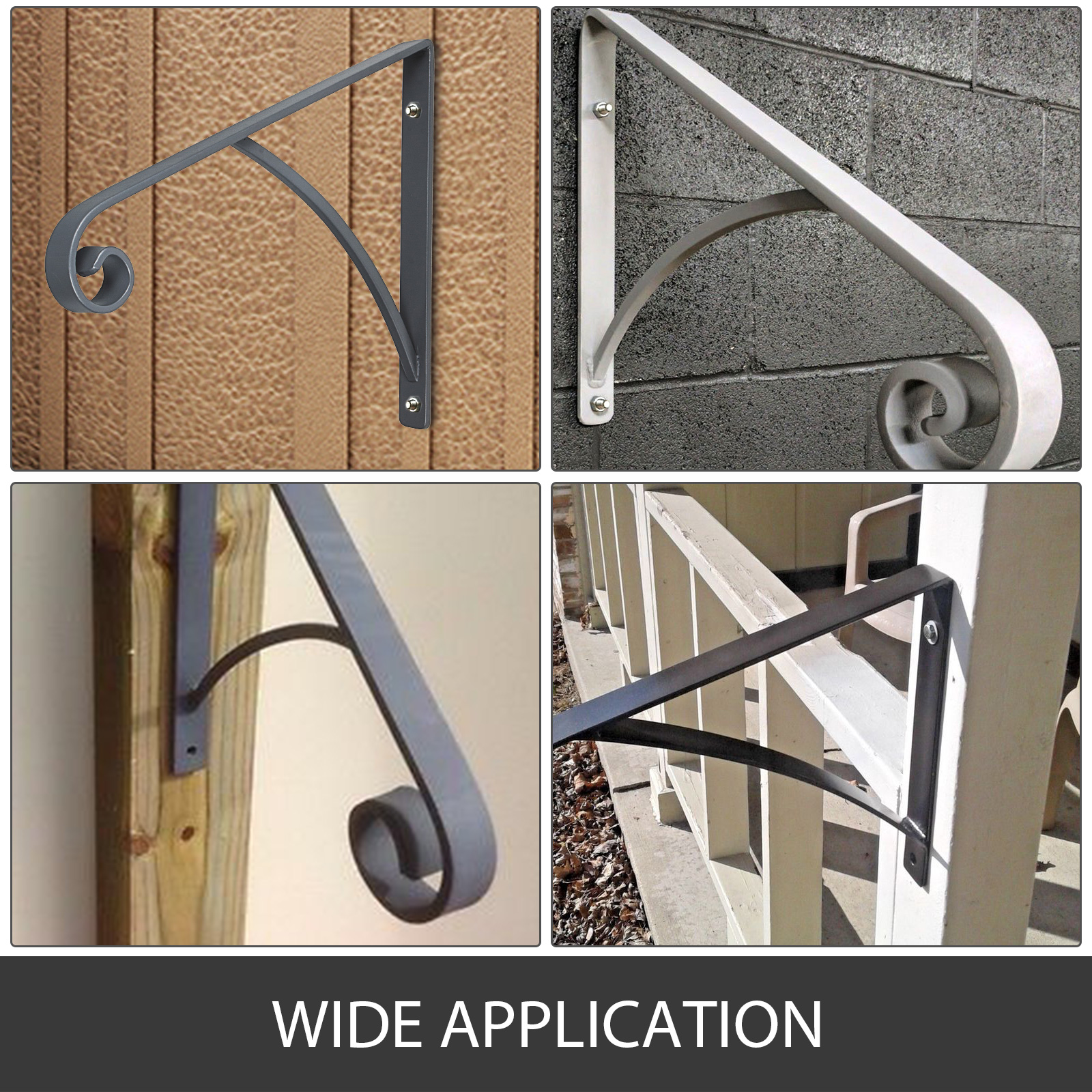 Iron Grab Rail Handrail Railing for 1-2 Steps Gray Wall Mount Hand Rail ...
