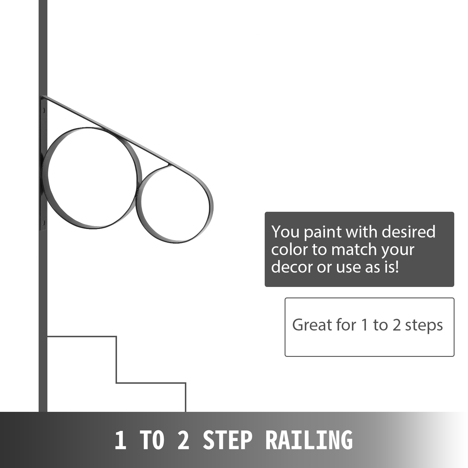 Handrail for Outdoor Step Wrought Iron Handrail Circle Shape Porch Deck ...