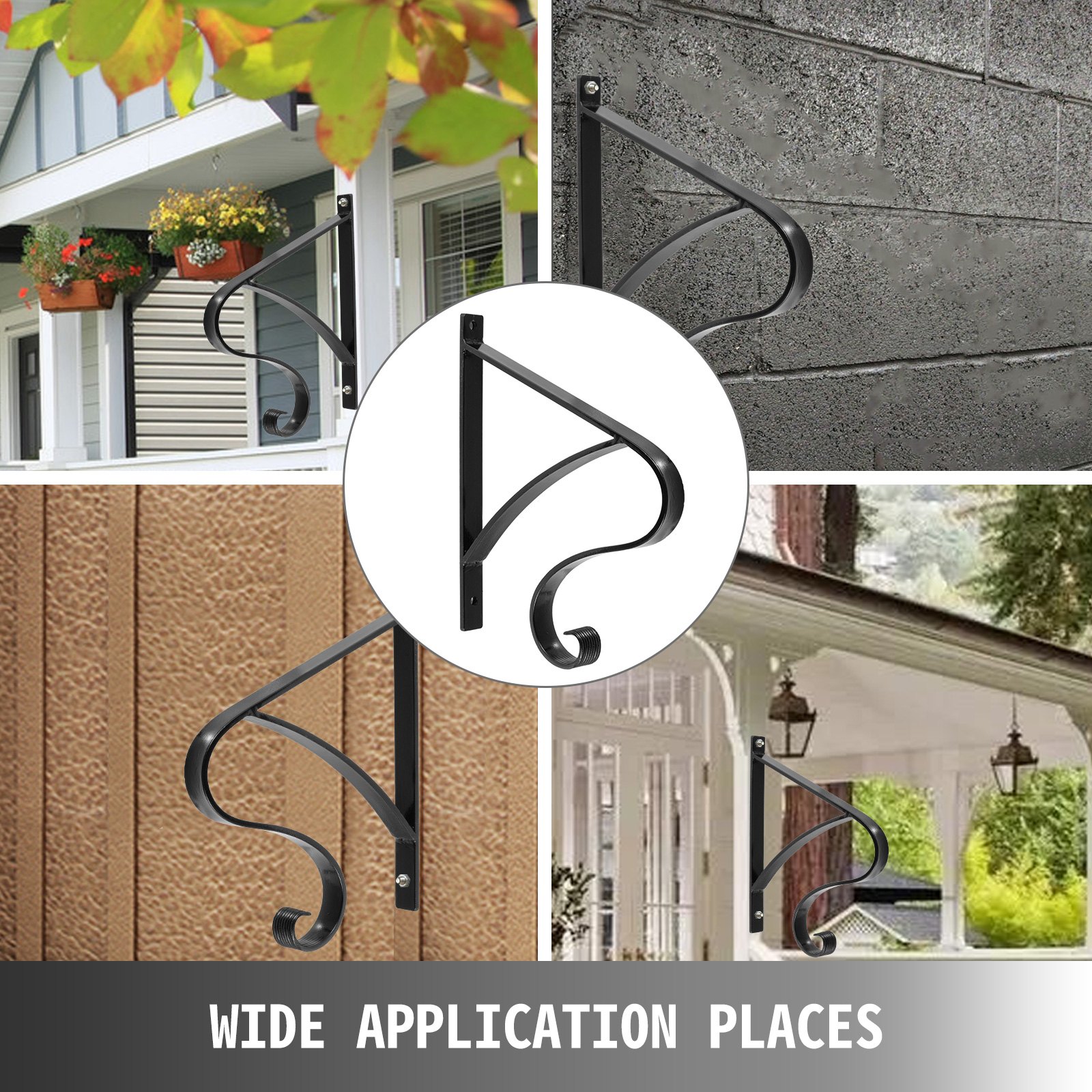 VEVOR Wrought Iron Handrail Wall Mounted Hand Railing, Black | VEVOR US