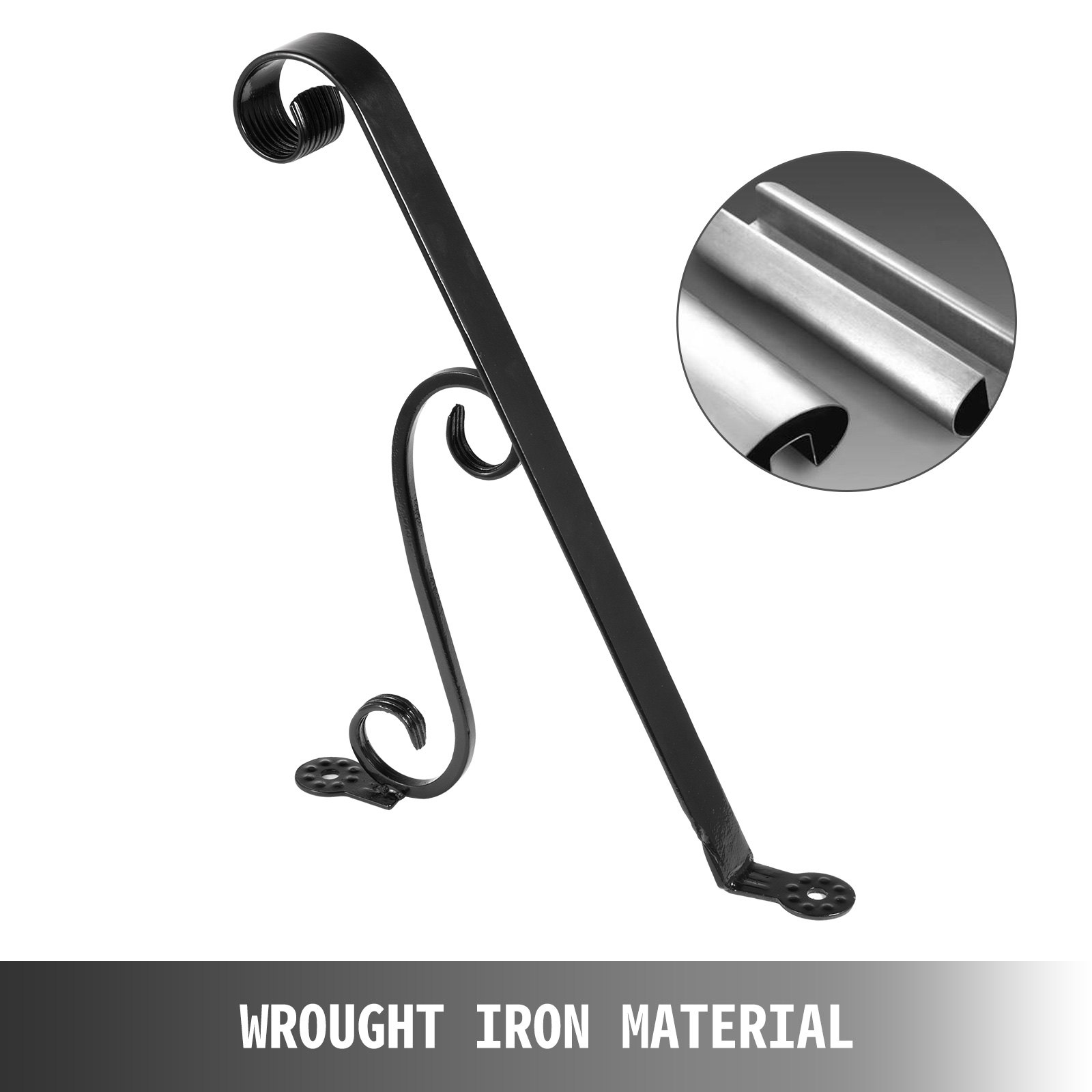 Handrail for Outdoor 1 Step Wrought Iron Handrail Curl Shape Porch Deck ...