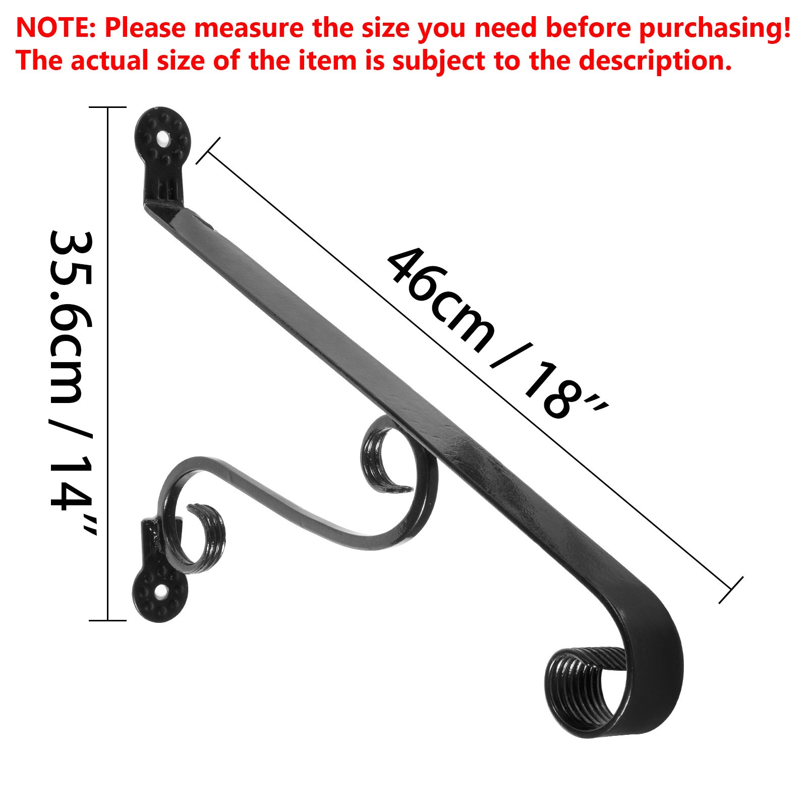Handrail for Outdoor 1 Step Wrought Iron Handrail Curl Shape Porch Deck ...