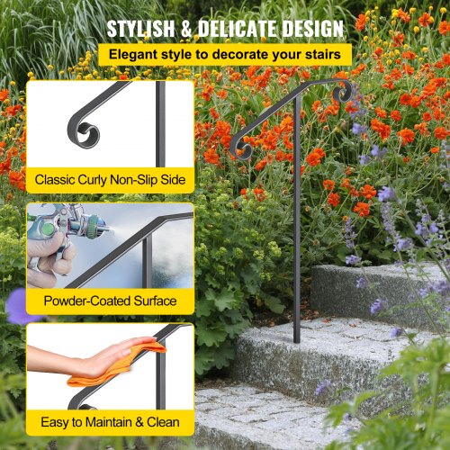 Single Post Handrail In-ground Single Post Handrail Fit 1 or 2 Steps ...