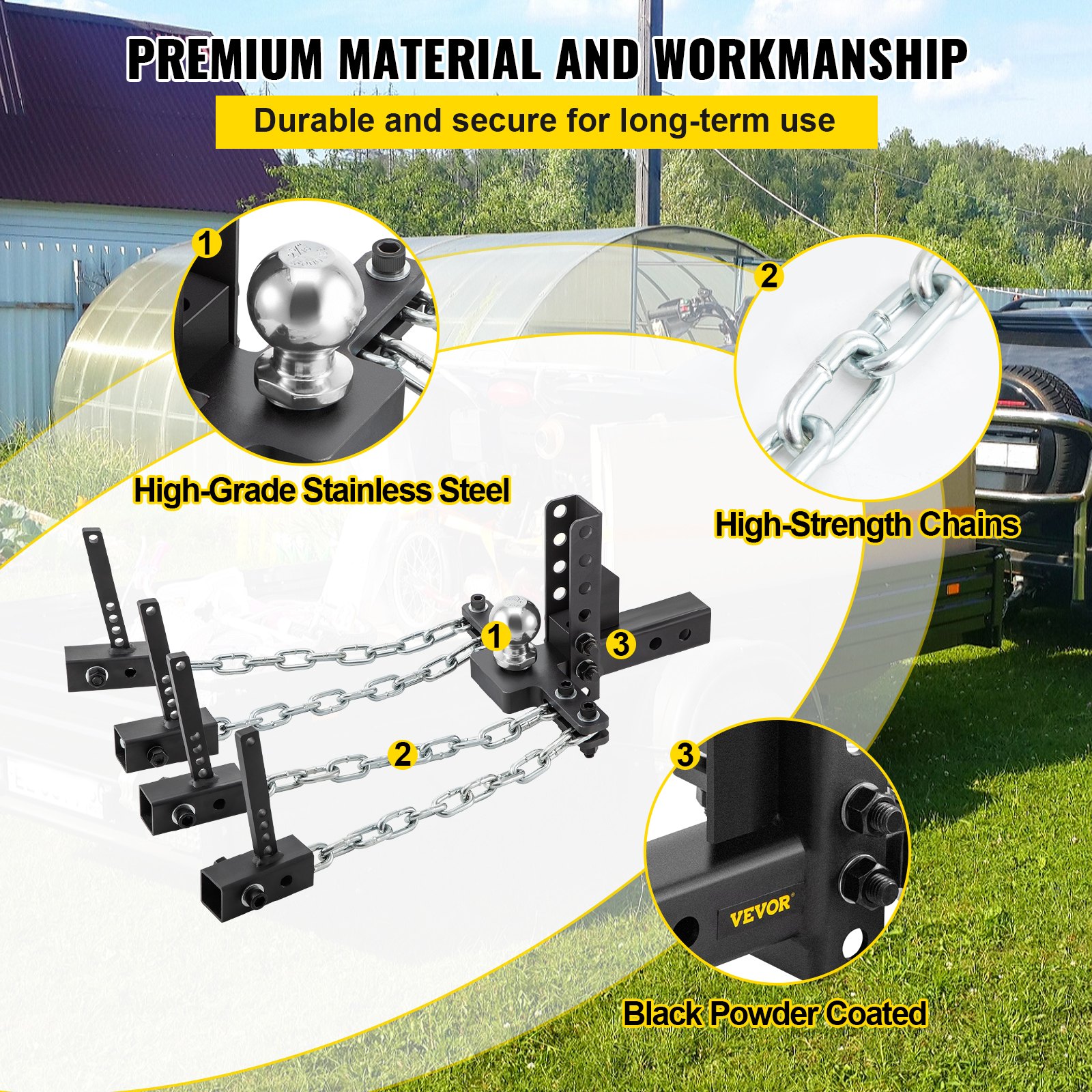 VEVOR Weight Distribution Hitch, 1000 lb Tongue Capacity Load Leveling ...