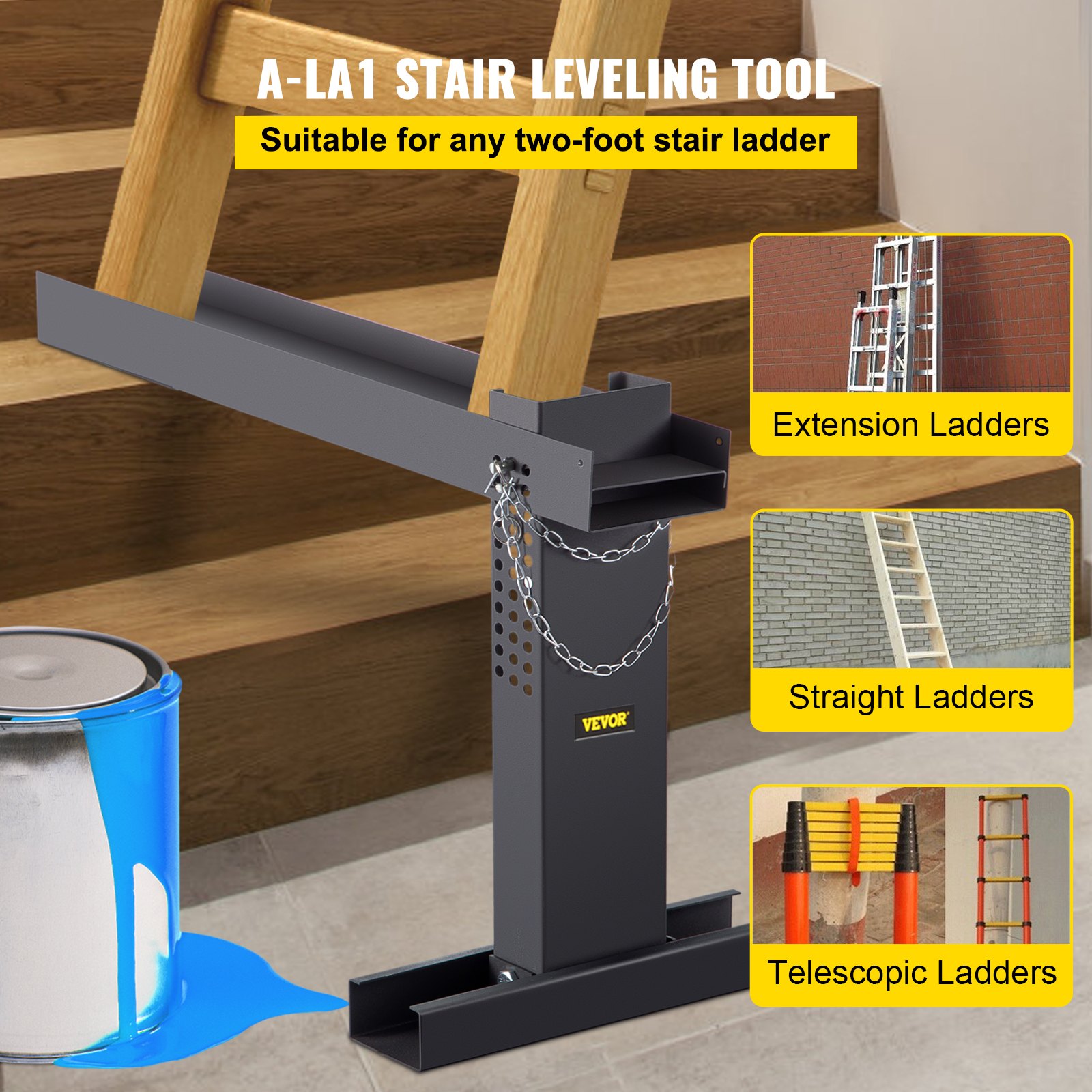VEVOR Ladder Extender 20x4.7-Inch, Extension Ladder 10.5-16.7-Inch ...