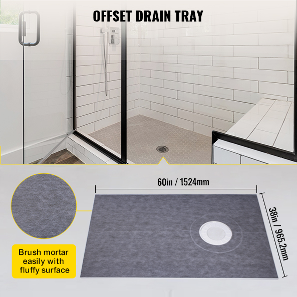 Vevor 38''x60'' Waterproofing Shower Kit Shower Kit Tray With Offset ...