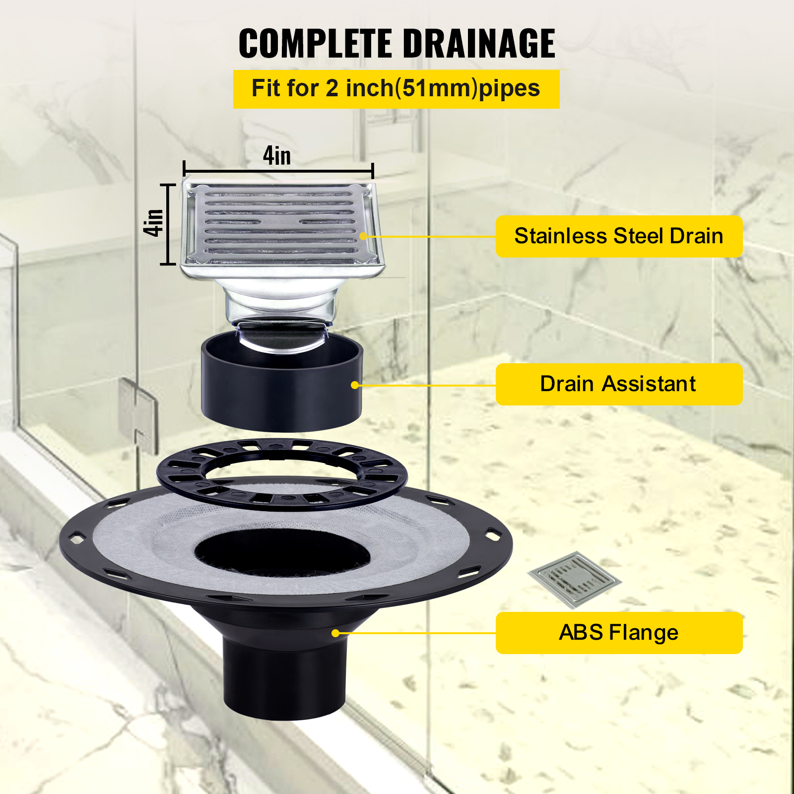 VEVOR Shower Curb Kit, 48"x72" Watertight Shower Curb Overlay with 4 ...