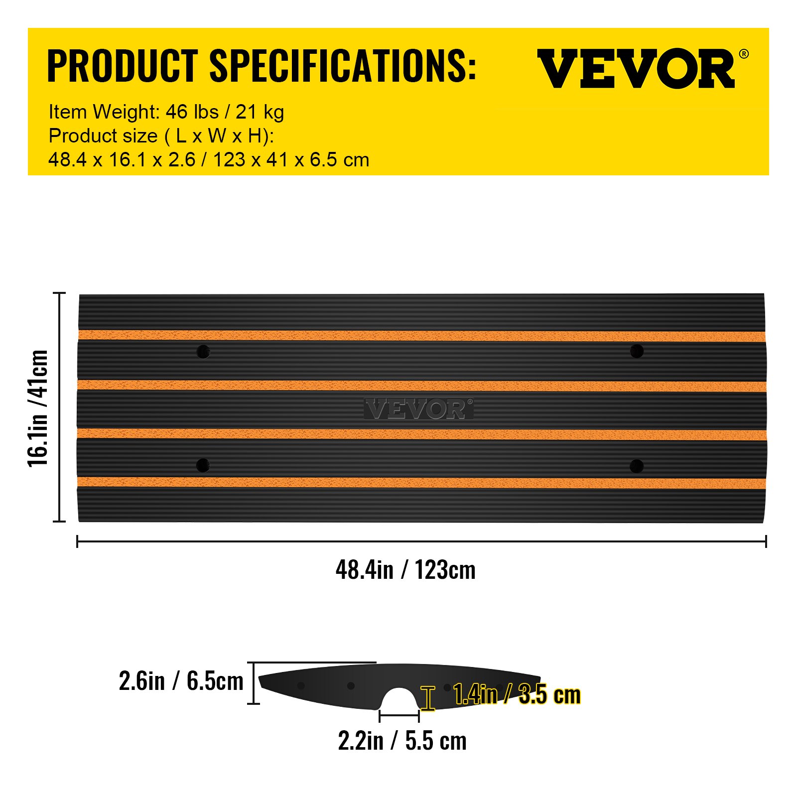 VEVOR Curbside Driveway Ramp Driveway Curb Ramp Car Threshold Bridge ...