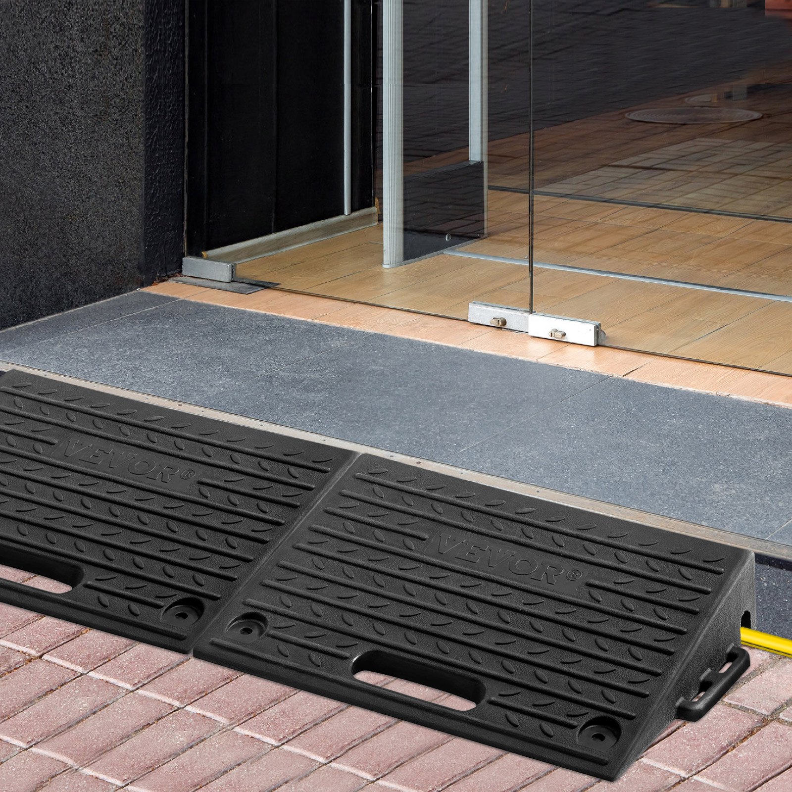 VEVOR Rubber Threshold Ramp, 2 Packs 1 Channel Doorway Ramp, 4" Rise ...